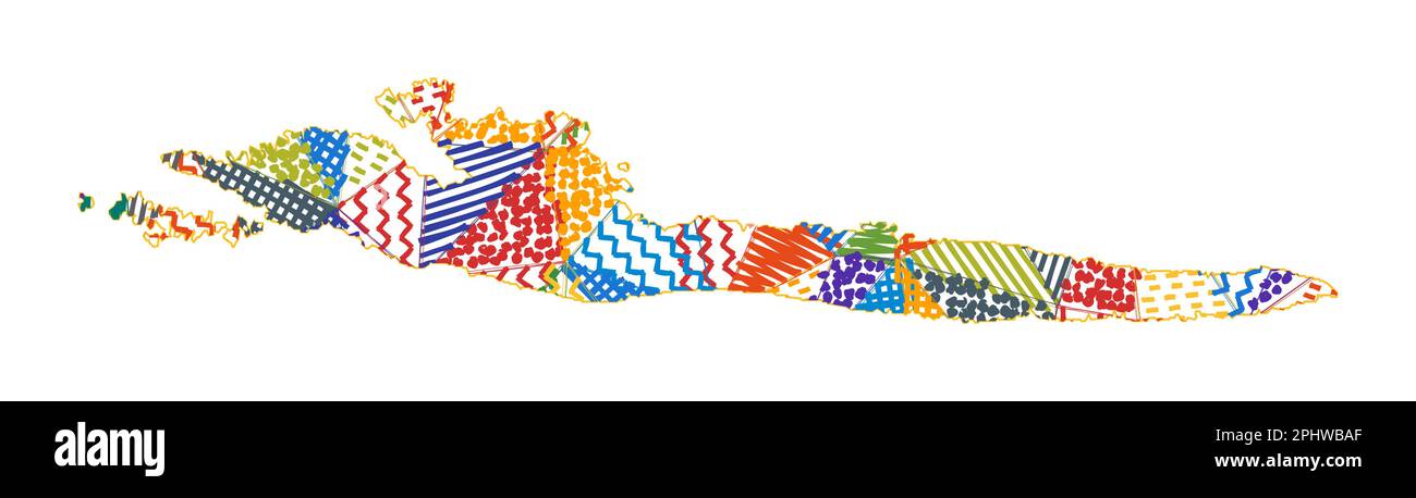 Kid style map of Hvar. Hand drawn polygons in the shape of Hvar. Vector ...