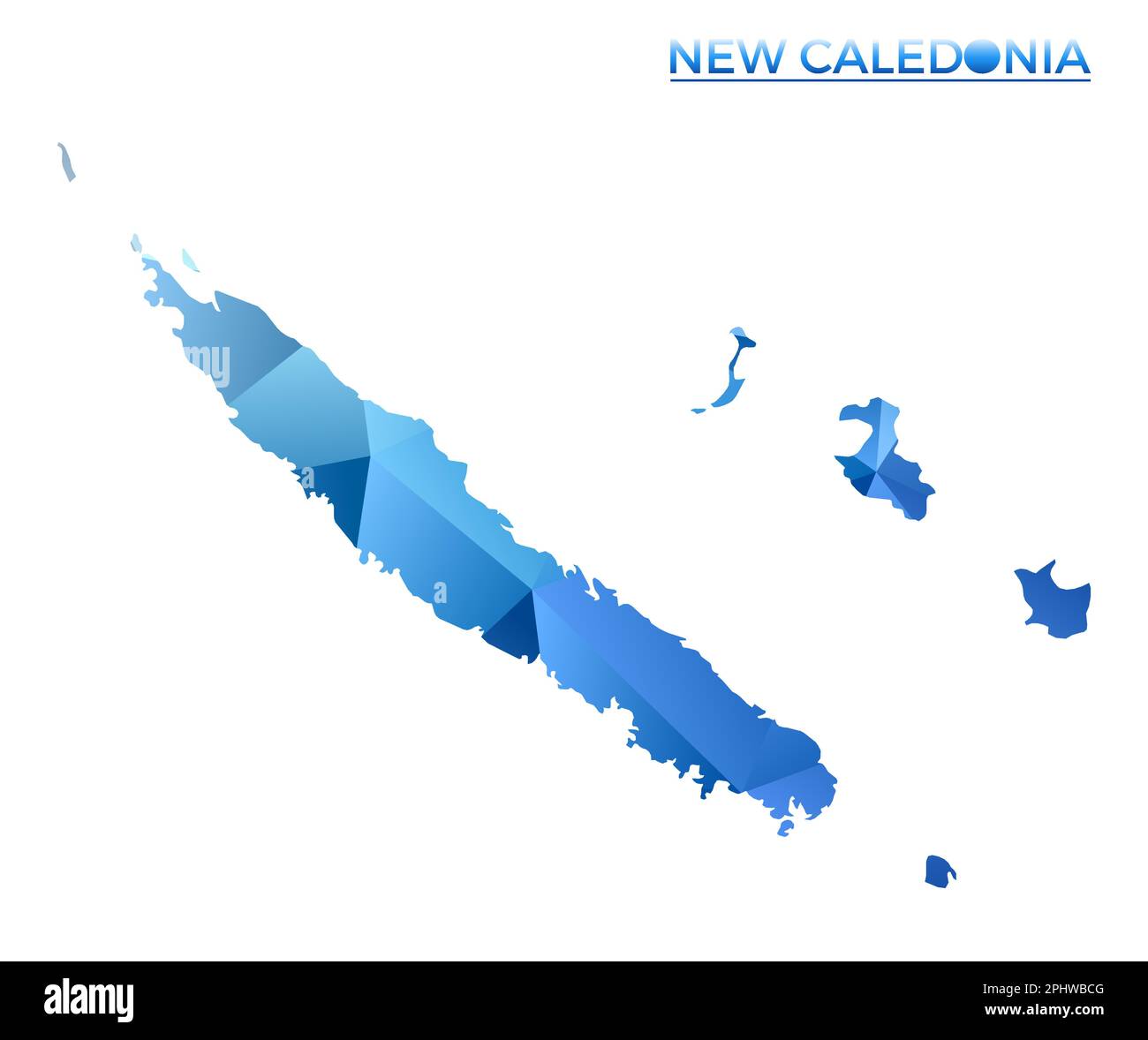 Vector polygonal New Caledonia map. Vibrant geometric country in low ...
