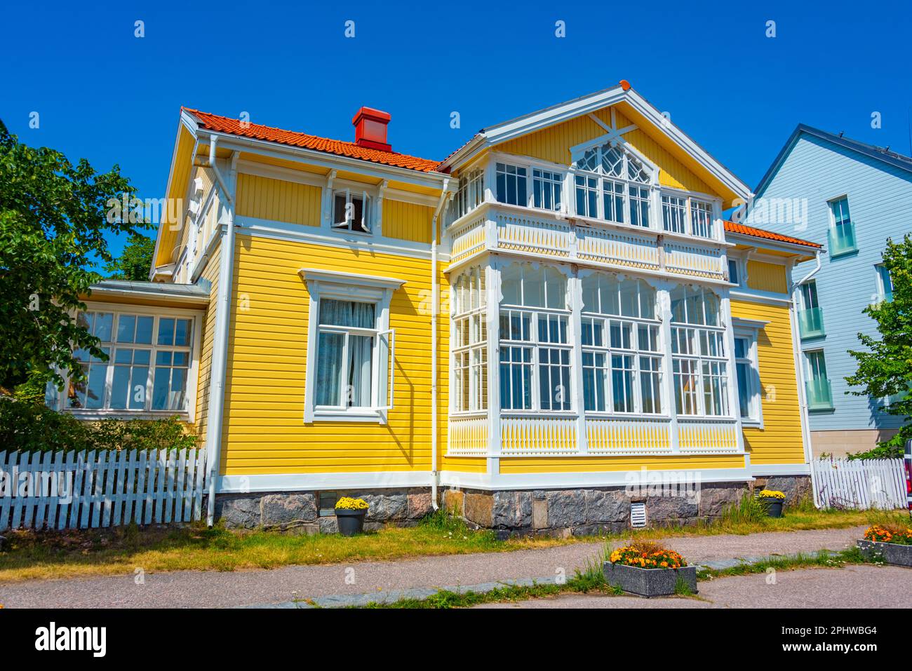 Colorful timber villas in Hanko, Finland Stock Photo - Alamy