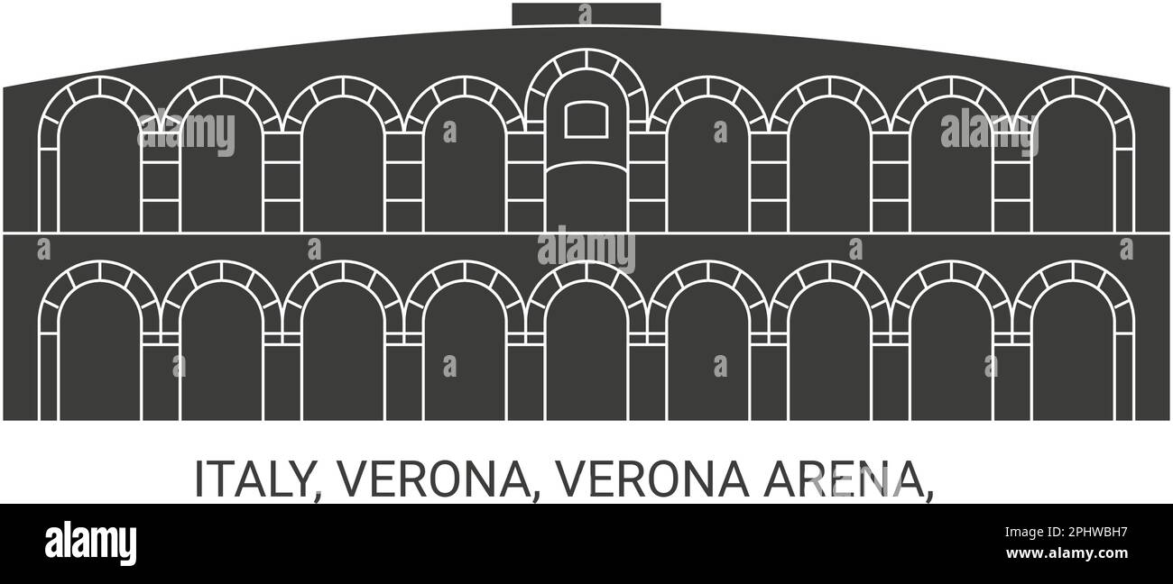 Italy, Verona, Verona Arena, travel landmark vector illustration Stock ...