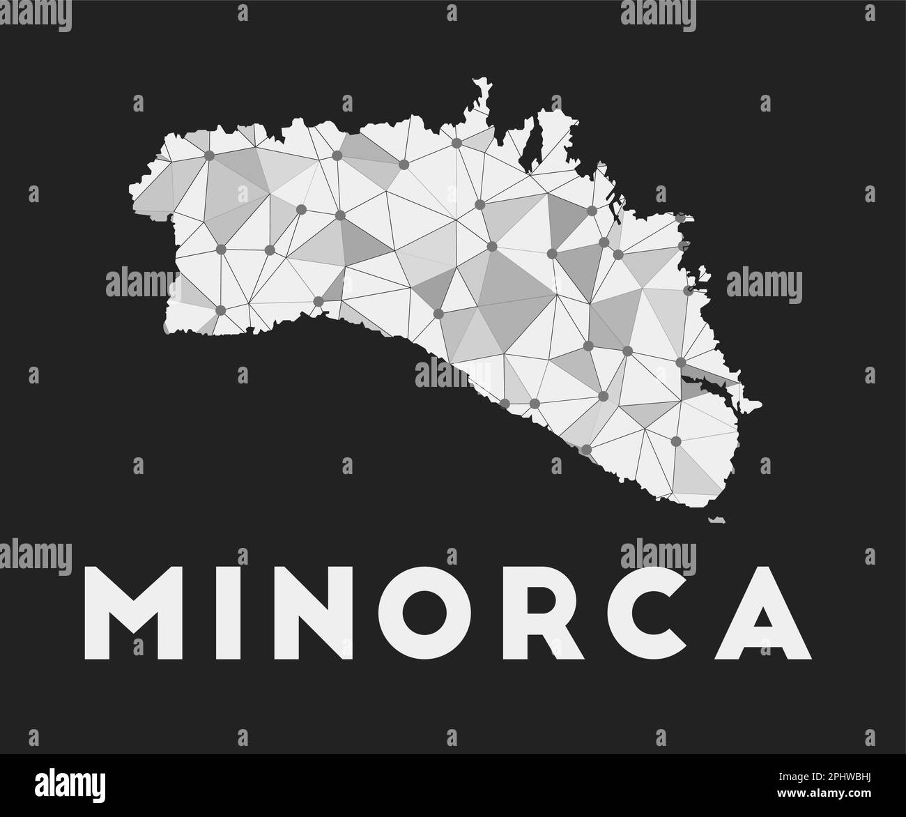 Minorca - communication network map of island. Minorca trendy geometric ...