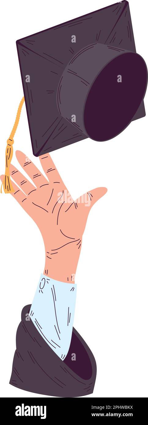 hand throwing graduation cap over white Stock Vector Image & Art - Alamy
