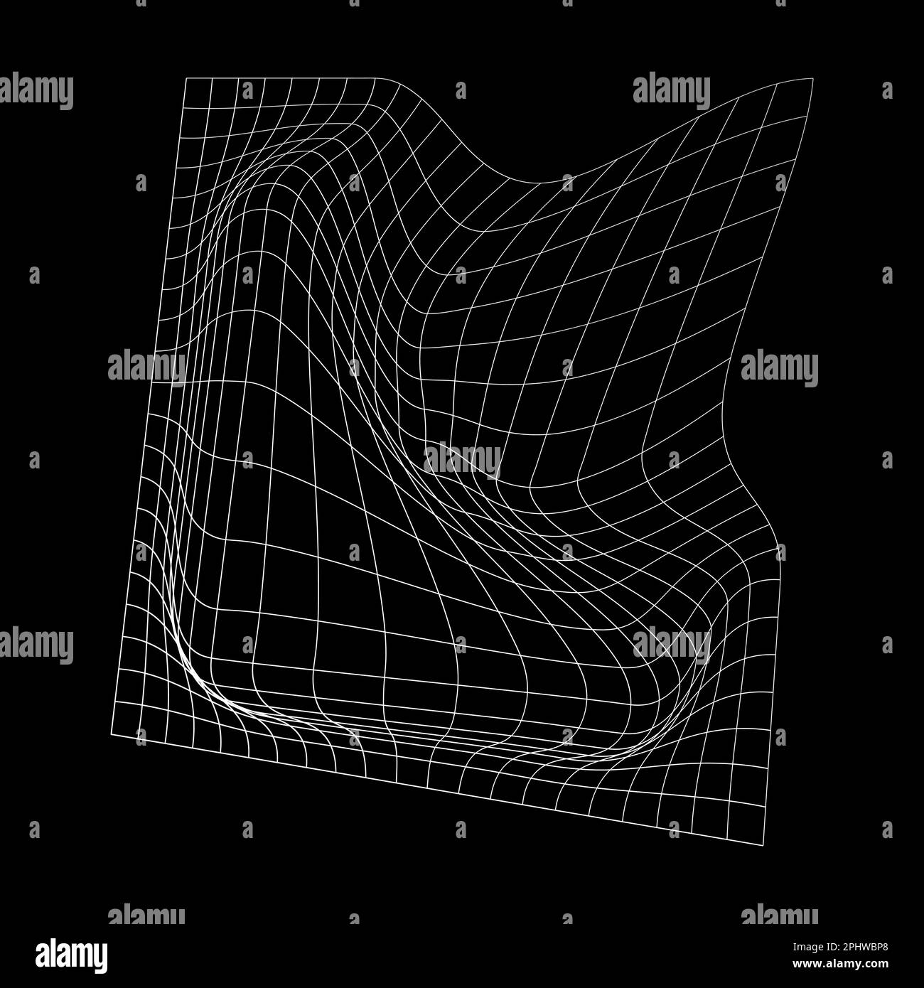 Retrofuturistic perspective liquid distorted grid. Cyber design element ...