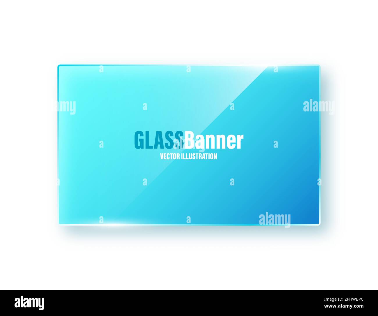 Realistic isolated glass frame. Blue transparent glass banner with ...