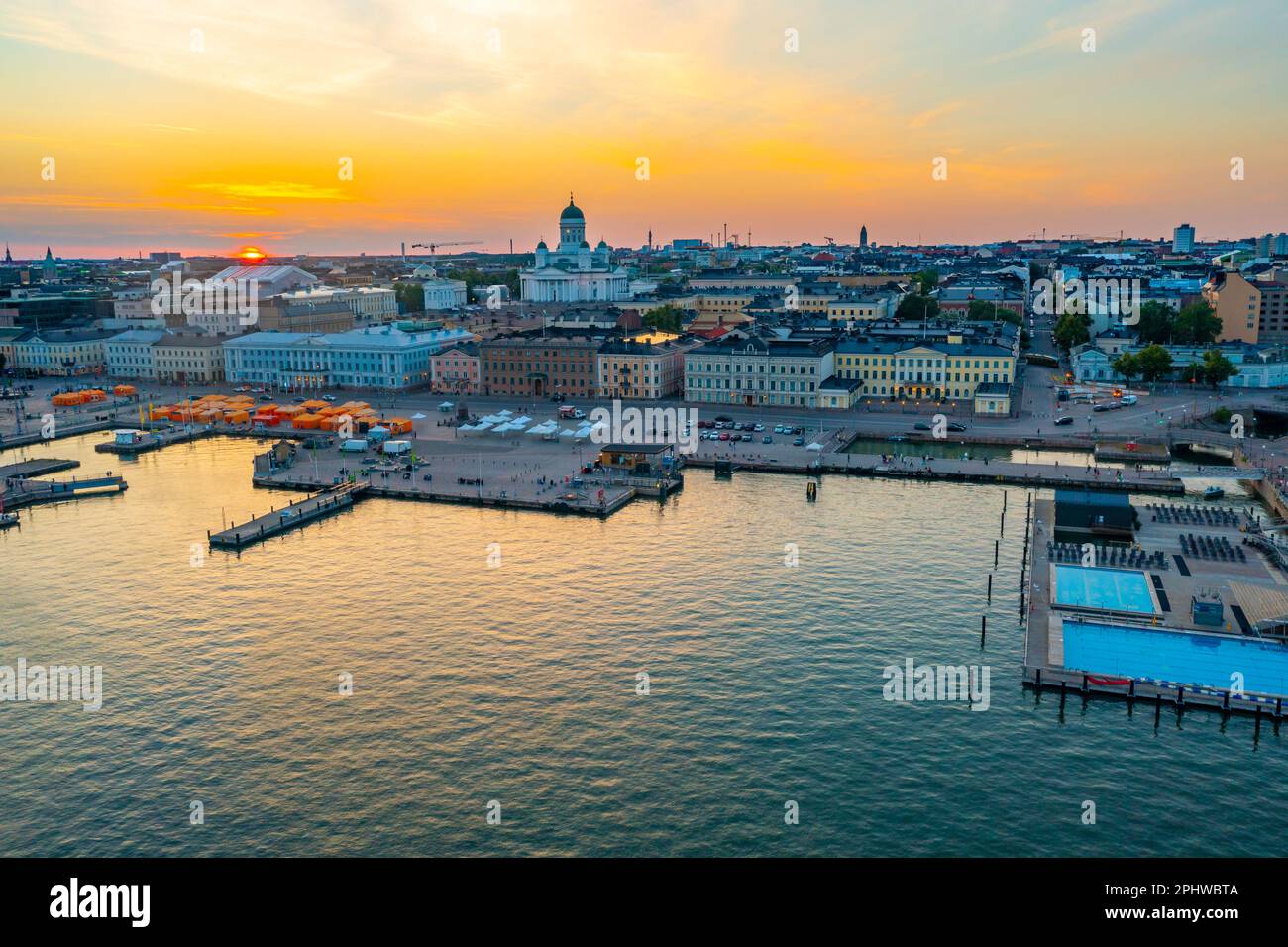Sunset panorama of Helsinki in Finland Stock Photo - Alamy