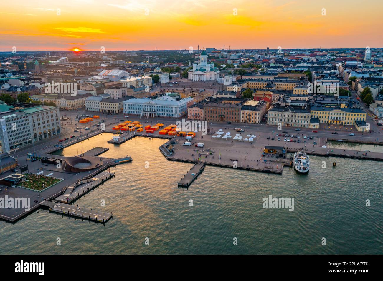 Sunset panorama of Helsinki in Finland Stock Photo - Alamy