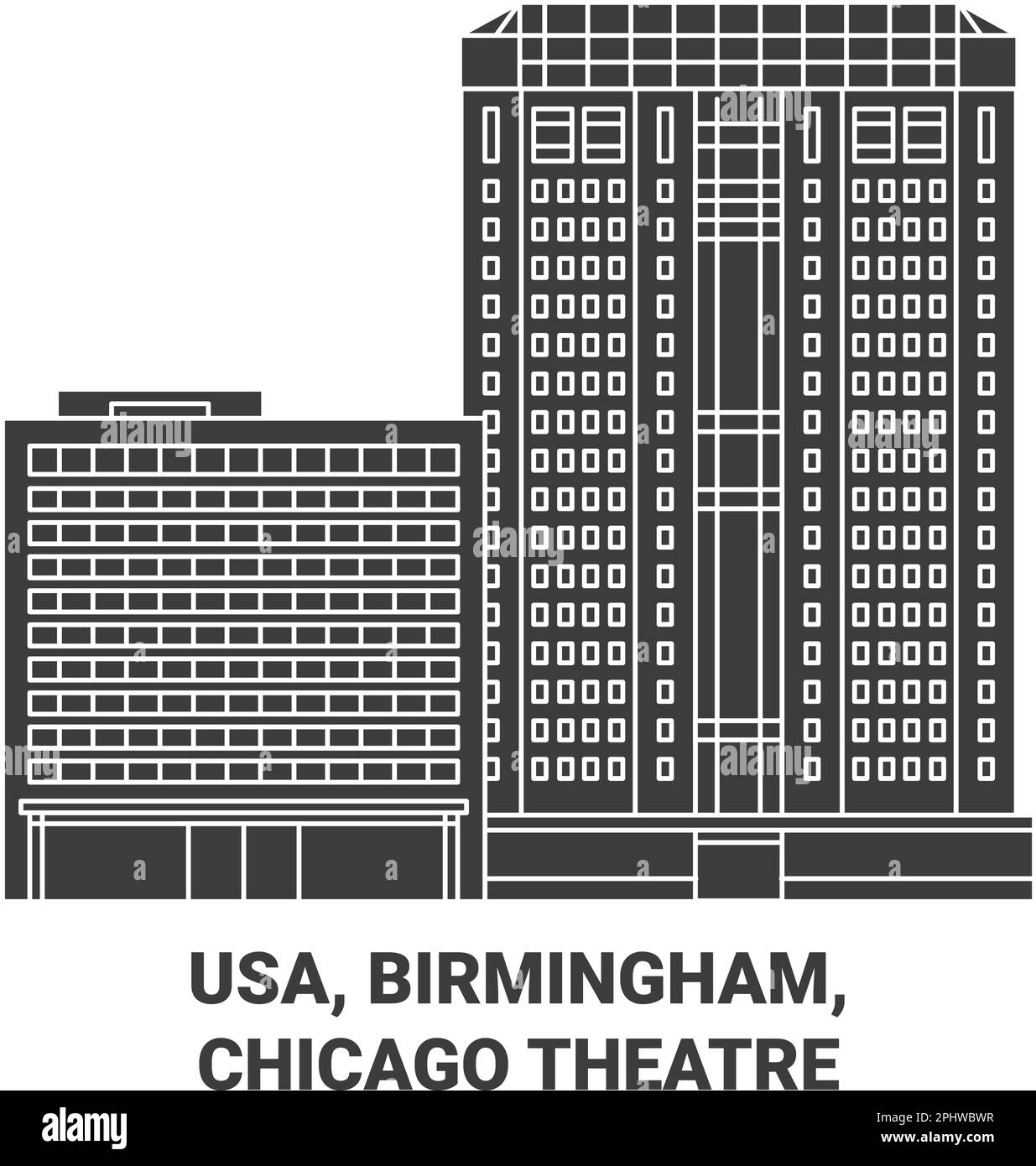 Usa, Birmingham, Chicago Theatre travel landmark vector illustration ...