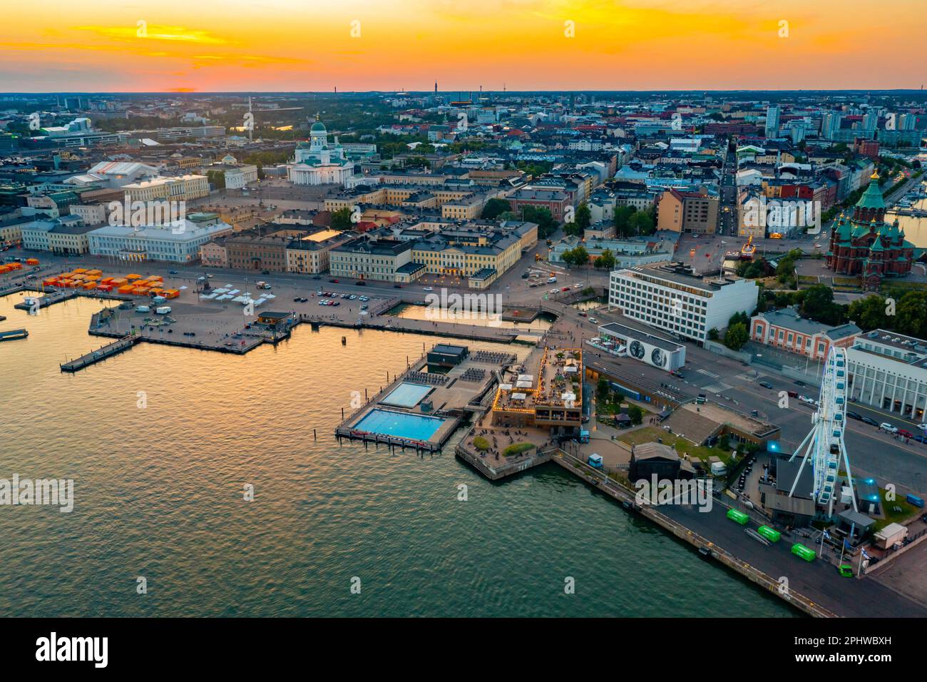 Sunset panorama of Helsinki in Finland Stock Photo - Alamy