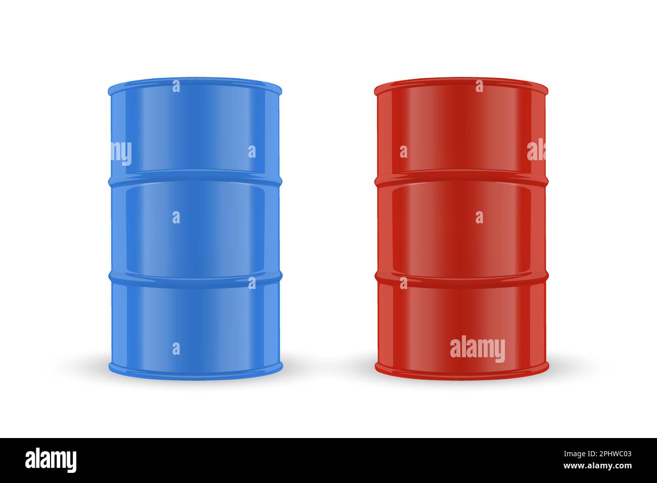 Vector 3d Realistic Illustration. Blue and Red Simple Glossy Metal Oil ...