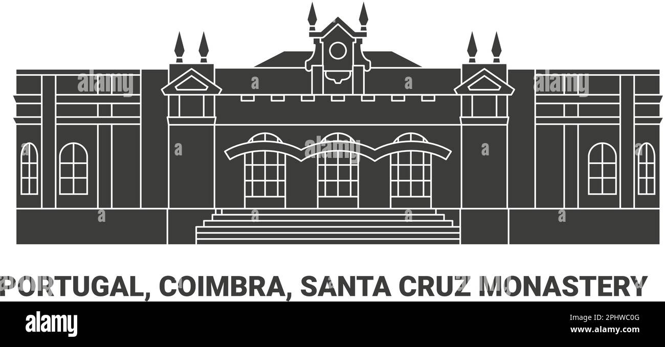 Portugal, Coimbra, Santa Cruz Monastery, travel landmark vector ...