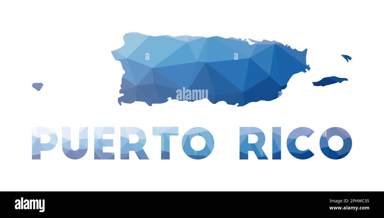 Low poly map of Puerto Rico. Geometric illustration of the country. Puerto Rico polygonal map ...