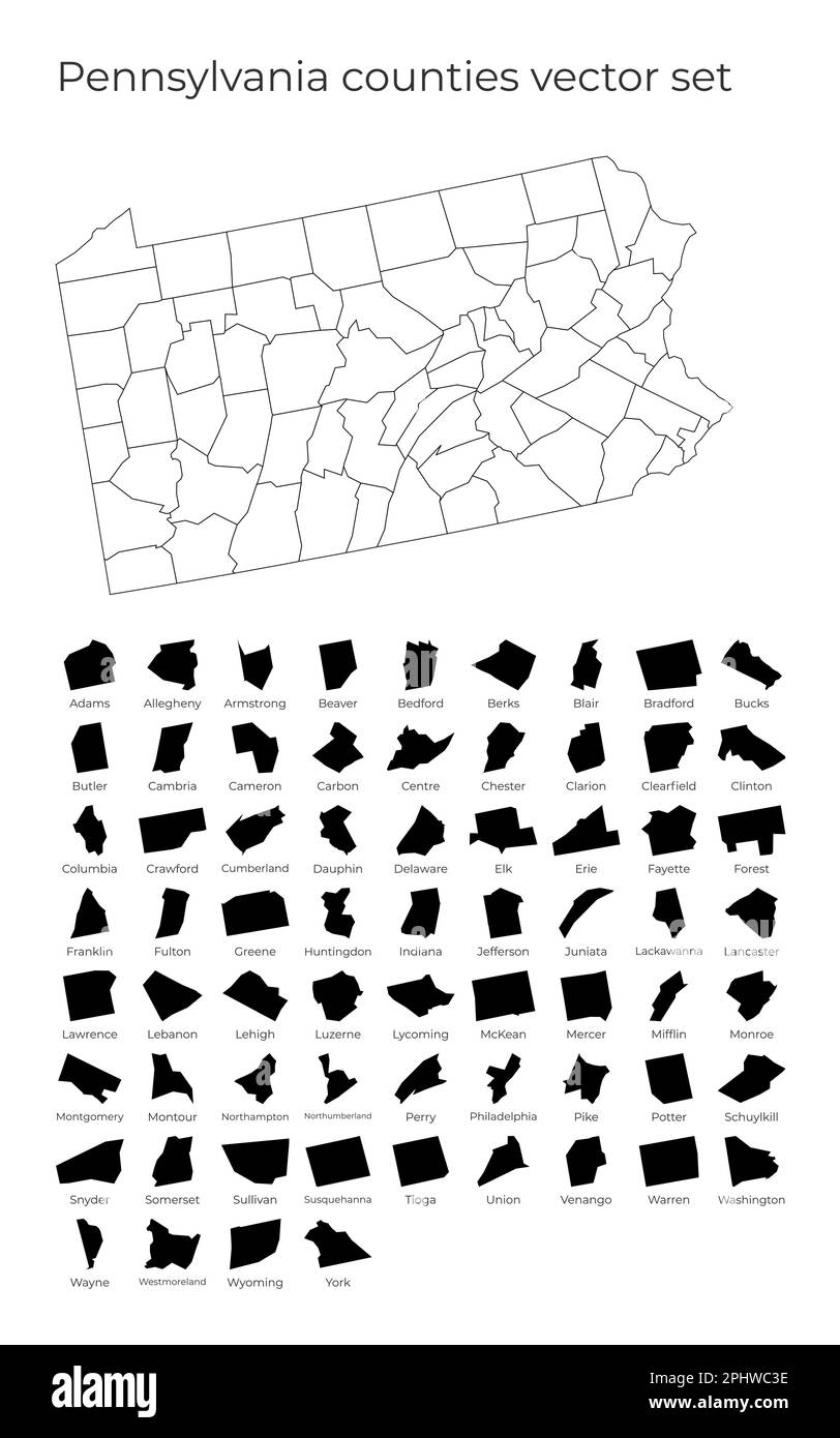 Pennsylvania map with shapes of regions. Blank vector map of the US ...