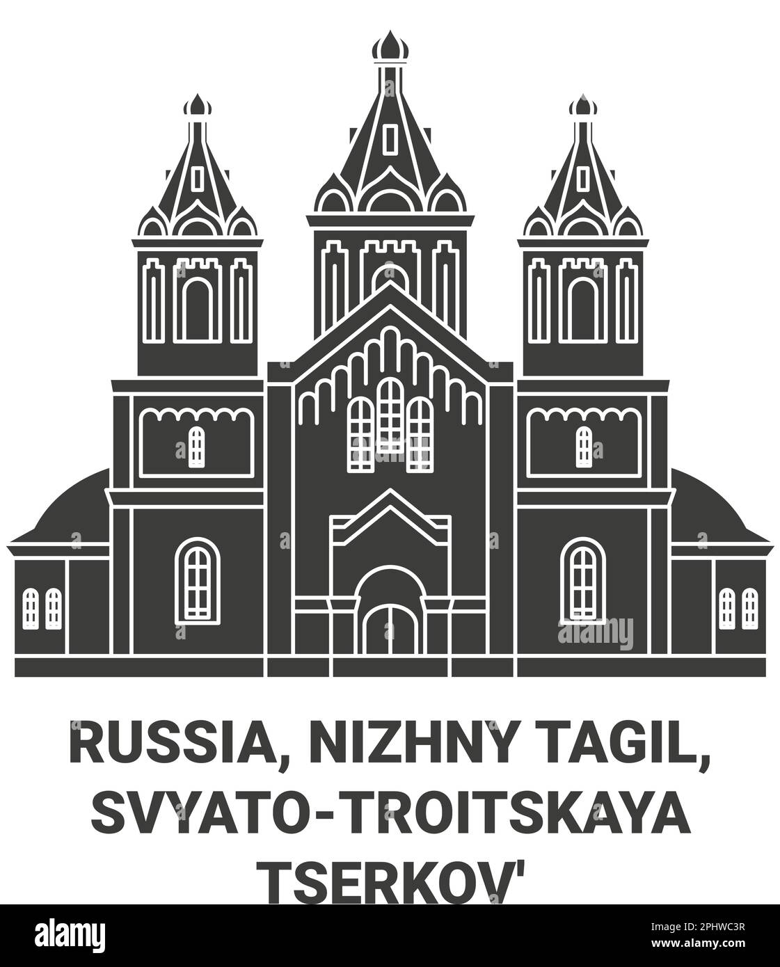 Russia, Nizhny Tagil, Svyatotroitskaya Tserkov' travel landmark vector ...