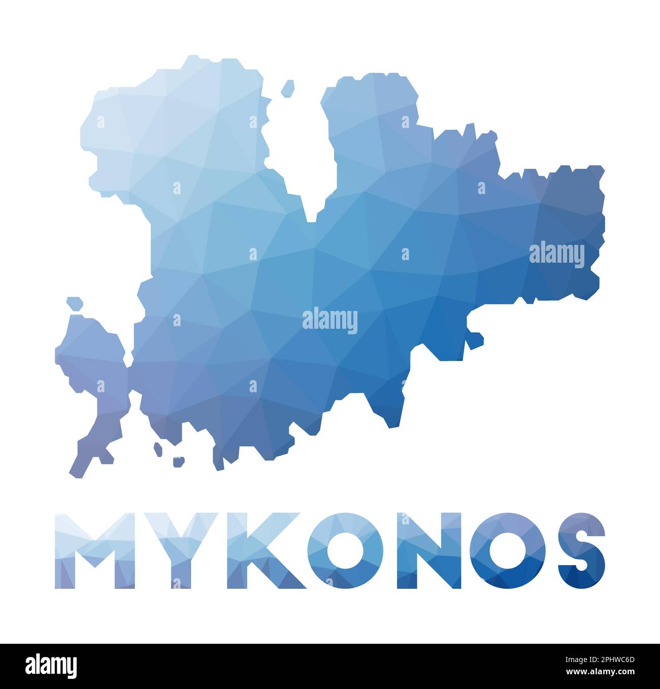 Low poly map of Mykonos. Geometric illustration of the island. Mykonos ...