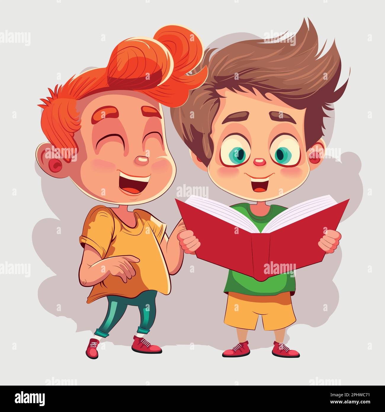 Happy kids and book. Children reading a book Back to School Concept ...