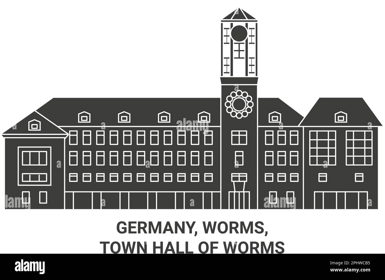 Germany, Worms, Town Hall Of Worms travel landmark vector illustration ...