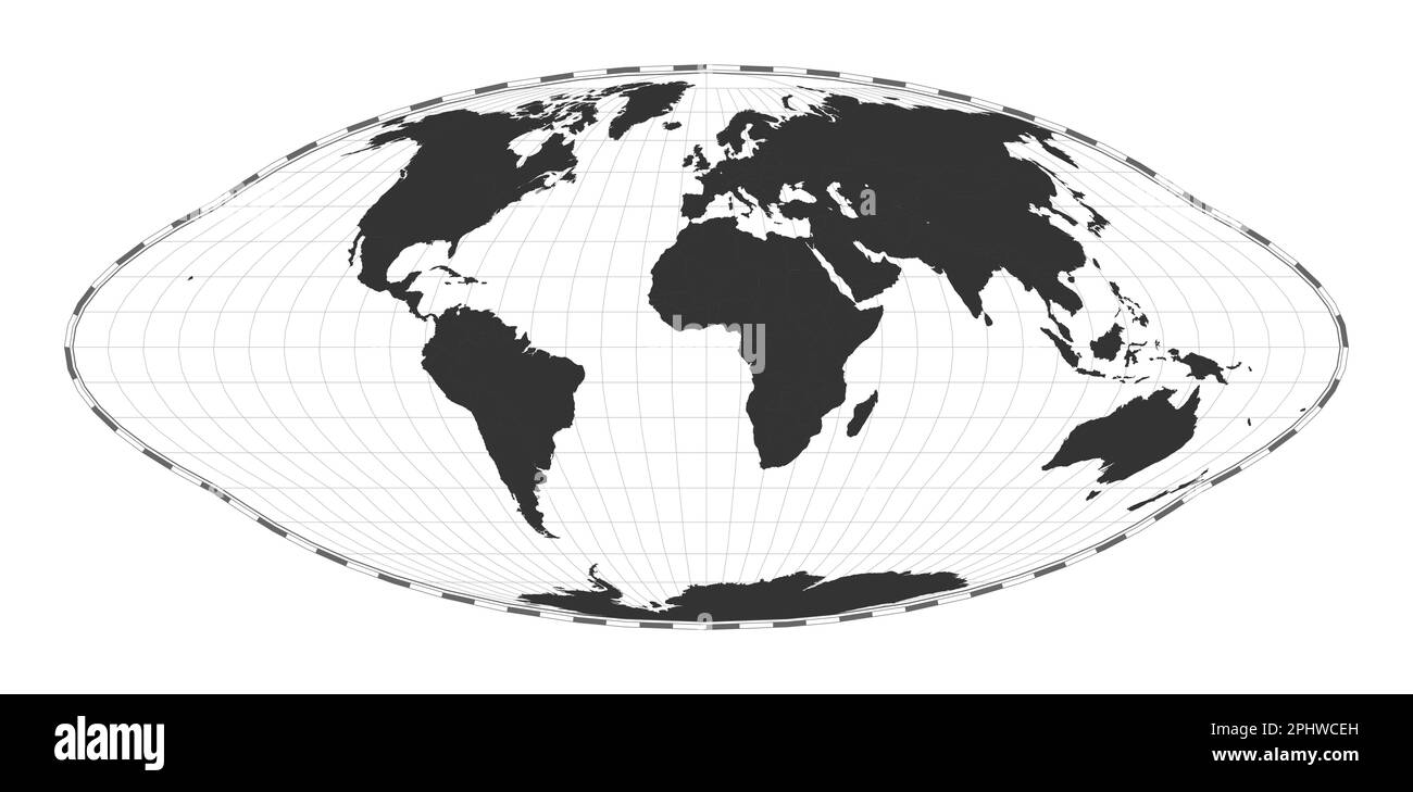 Vector world map. Pseudocylindrical equal-area Goode homolosine ...