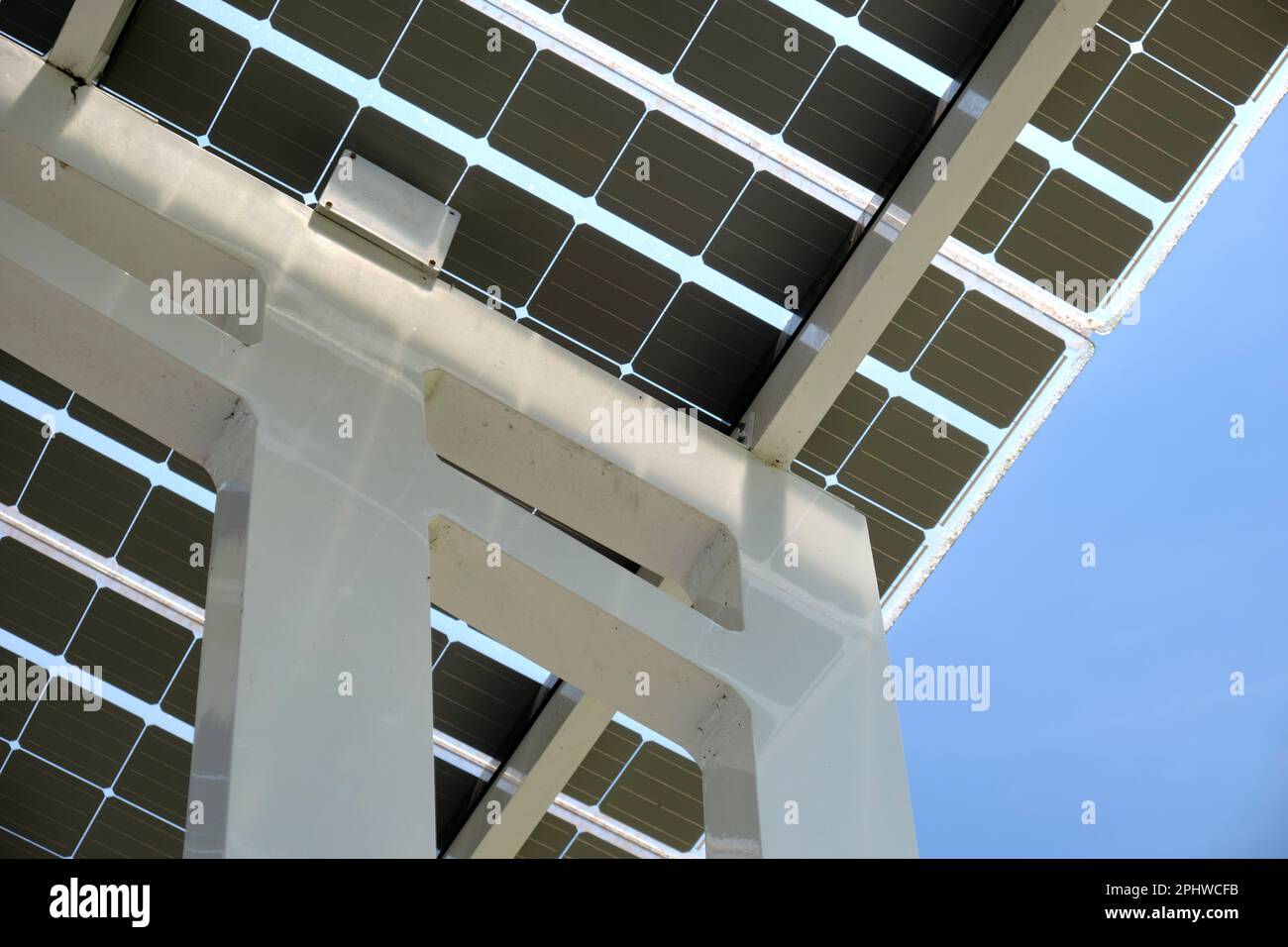 Solar photovoltaic panels mounted on metal frame for producing clean ...