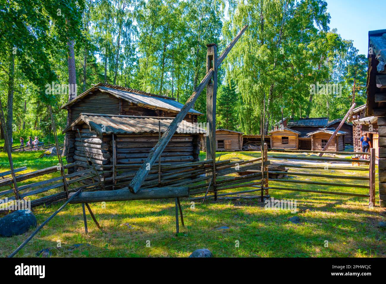 Wooden buildings at Seurasaari Open-Air Museum in Helsinki, Finland ...