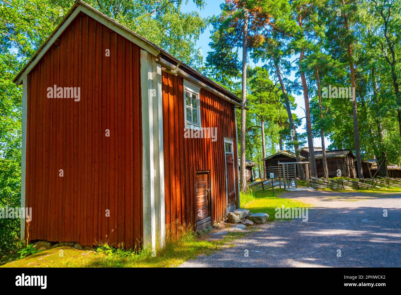Wooden buildings at Seurasaari Open-Air Museum in Helsinki, Finland ...