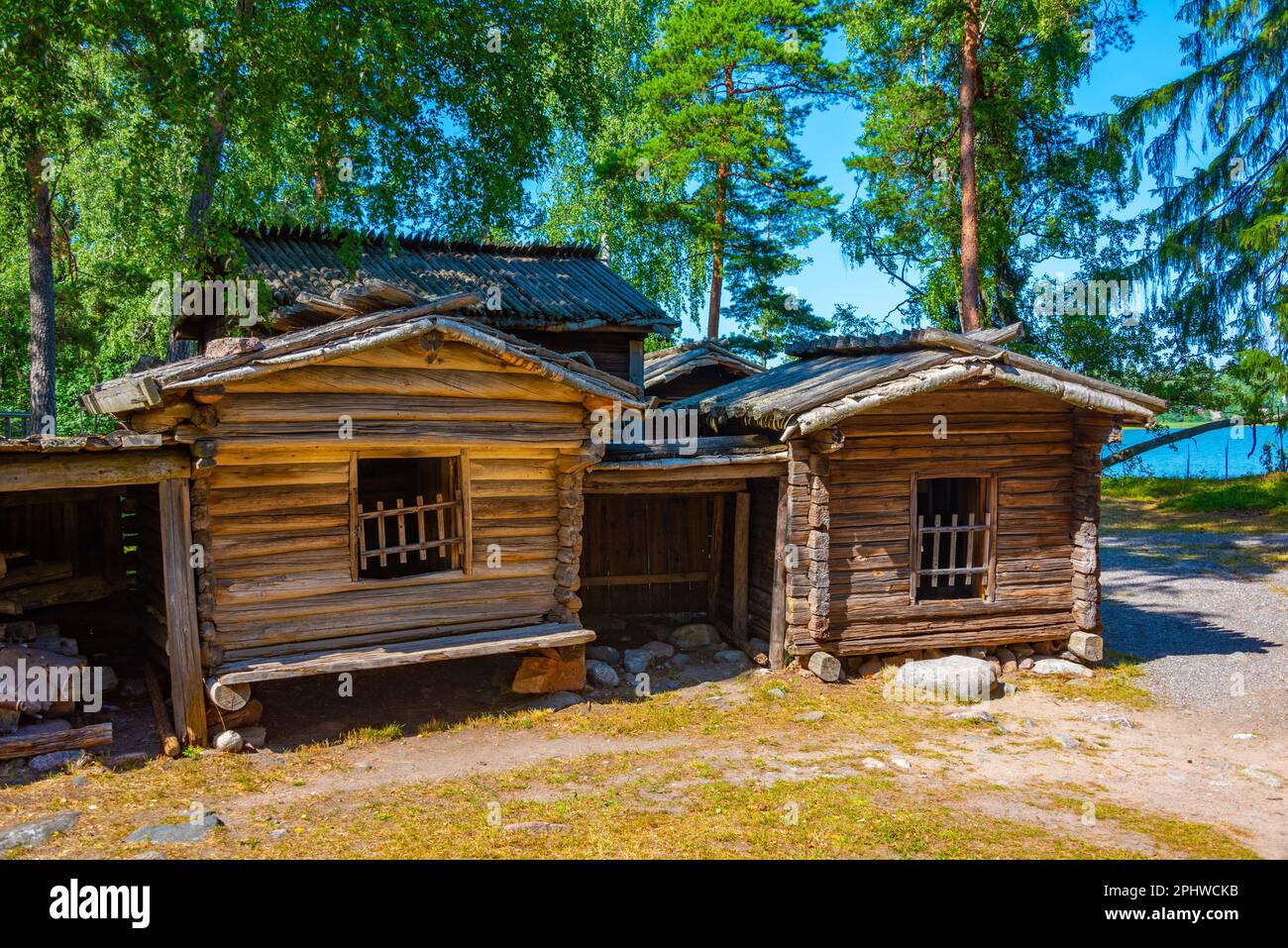 Wooden buildings at Seurasaari Open-Air Museum in Helsinki, Finland ...