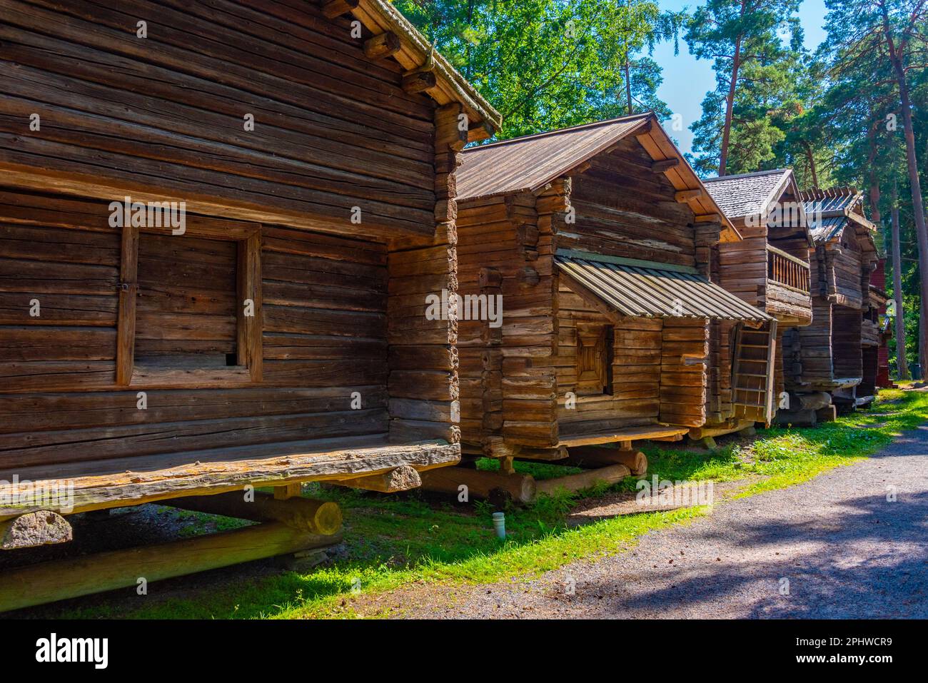 Wooden buildings at Seurasaari Open-Air Museum in Helsinki, Finland ...