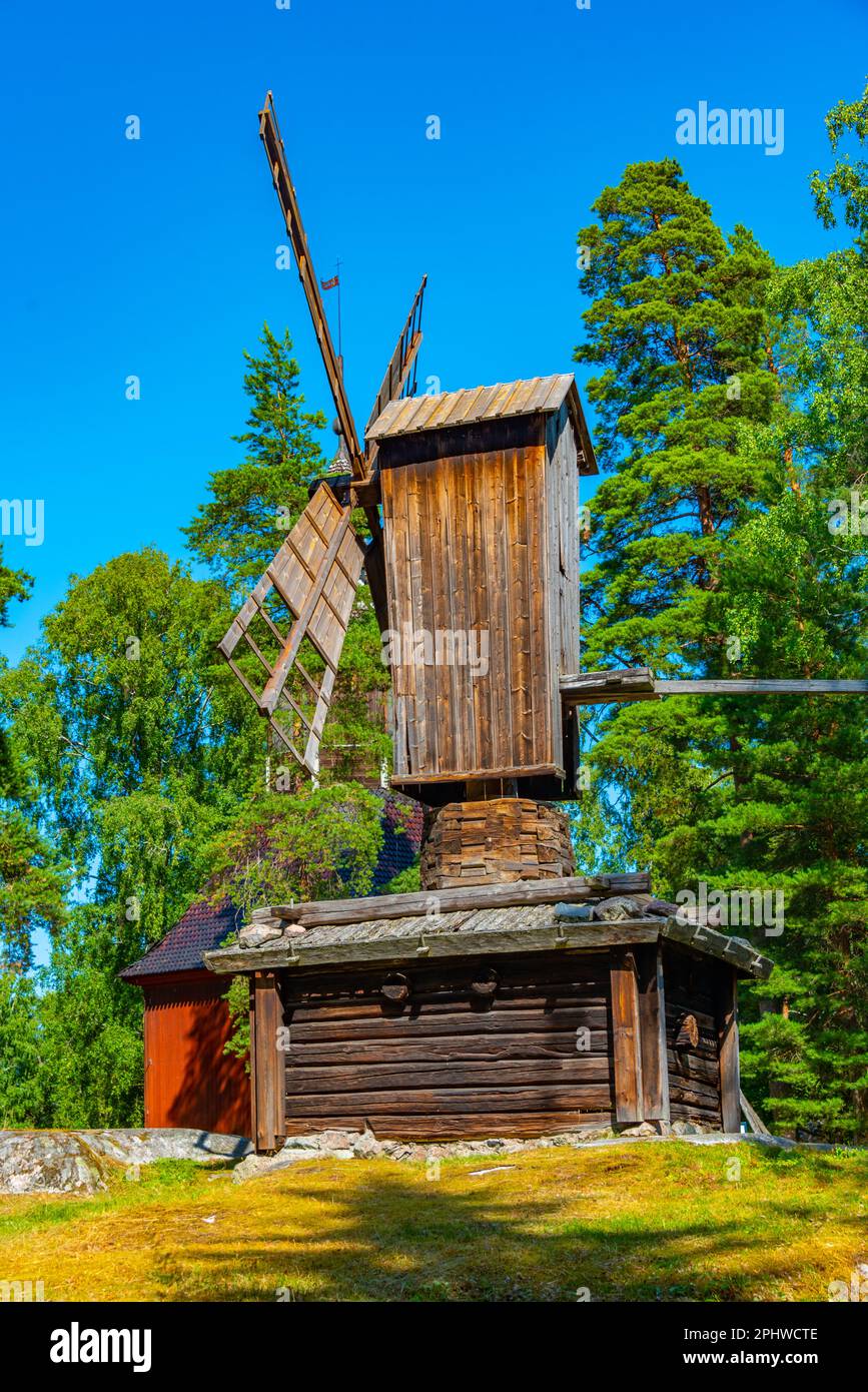 Wooden windmill at Seurasaari Open-Air Museum in Helsinki, Finland ...
