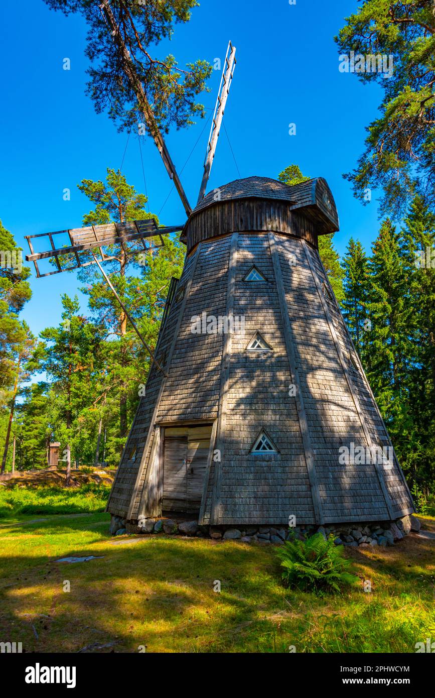 Wooden windmill at Seurasaari Open-Air Museum in Helsinki, Finland ...