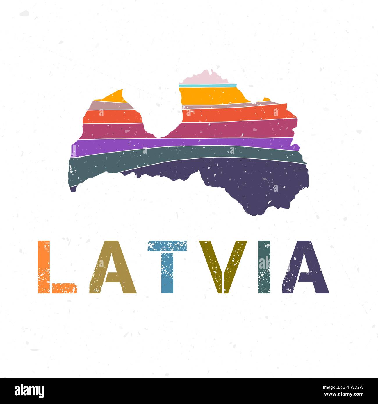Latvia map design. Shape of the country with beautiful geometric waves and grunge texture ...