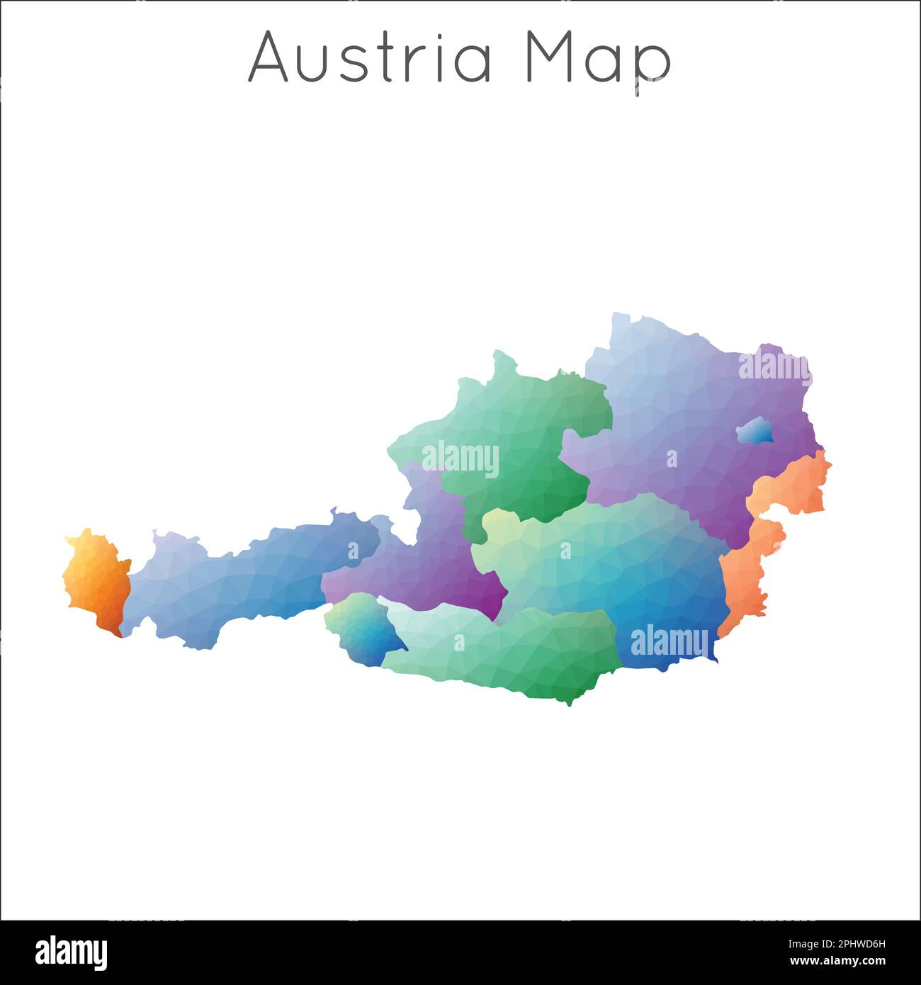 Low poly map of Austria. Austria geometric polygonal, mosaic style map ...