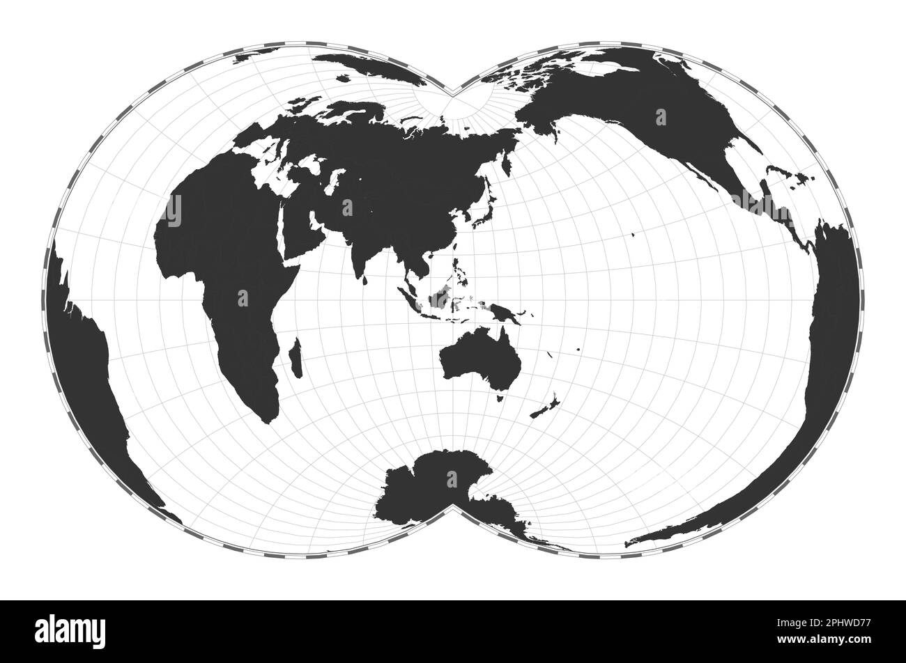 Vector world map. Nicolosi globular projection. Plain world ...