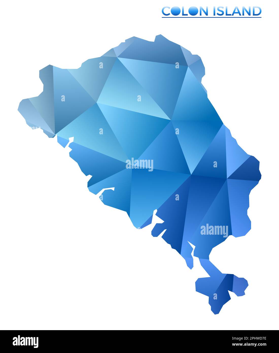 Vector polygonal Colon Island map. Vibrant geometric island in low poly style. Authentic ...