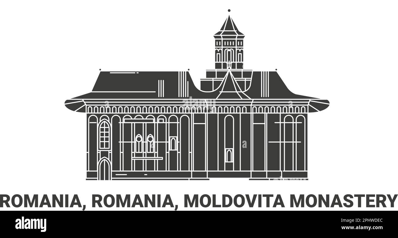 Romania, Romania, Moldovita Monastery travel landmark vector ...