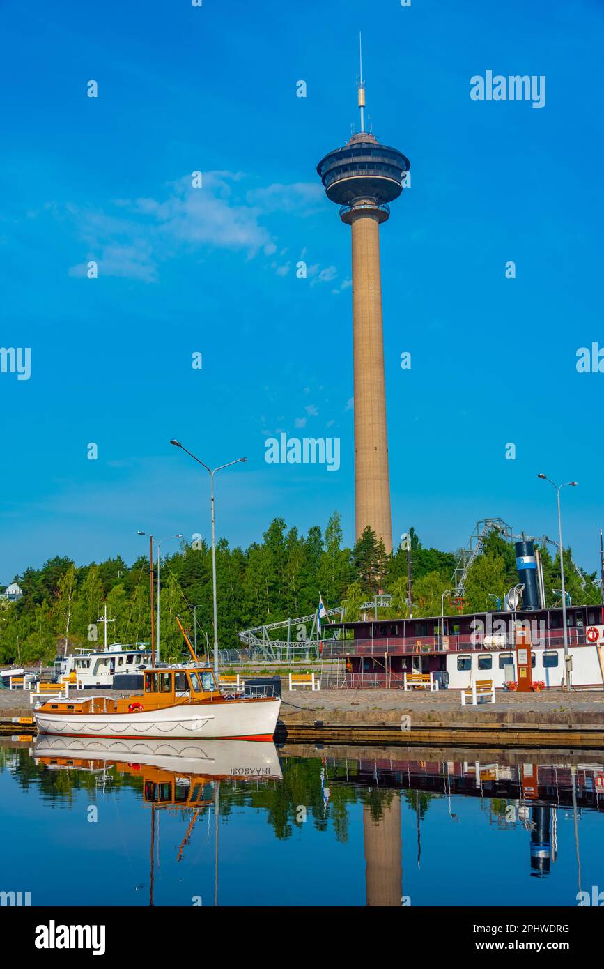 Näsinneula tower at Särkänniemi amusement park in Tampere, Finland ...