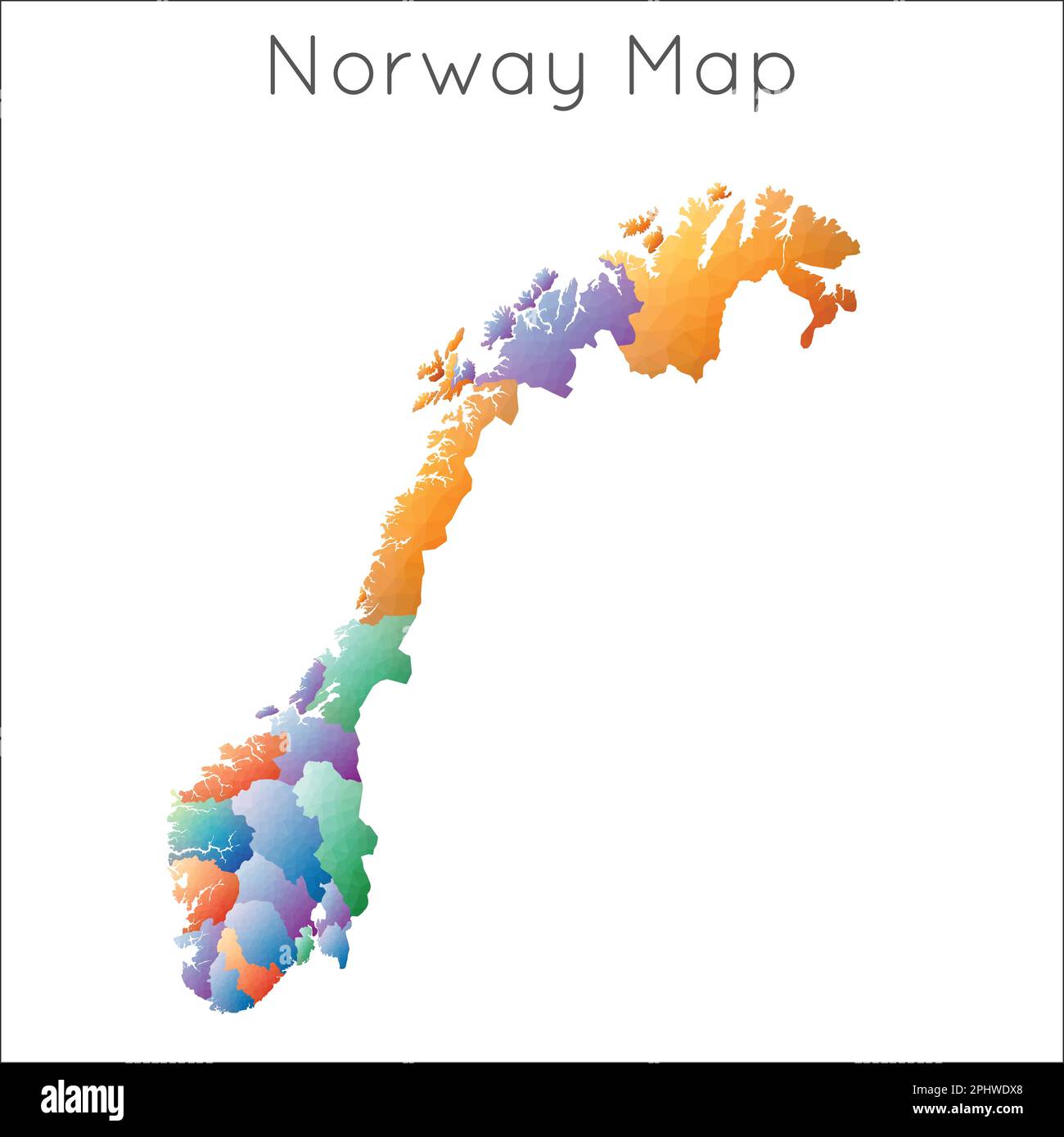 Low poly map of Norway. Norway geometric polygonal, mosaic style map Stock Vector Image & Art ...
