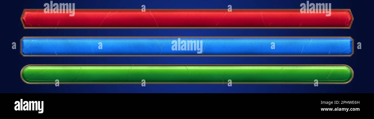 Game progress bars, banners for ui interface design. Long buttons with ...