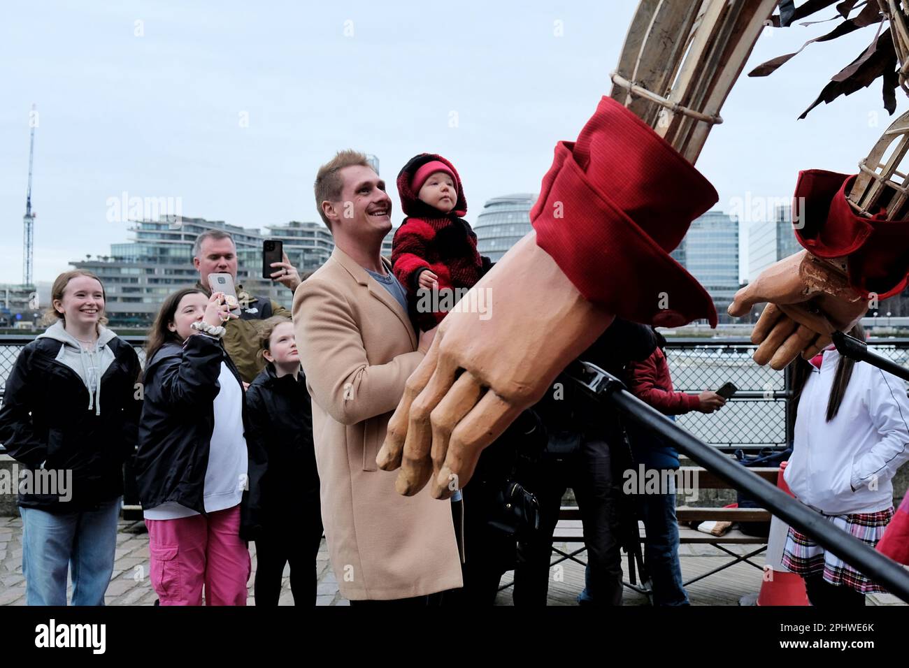 London, UK. 29th March, 2023. Little Amal, a 12-foot puppet of a Syrian ...