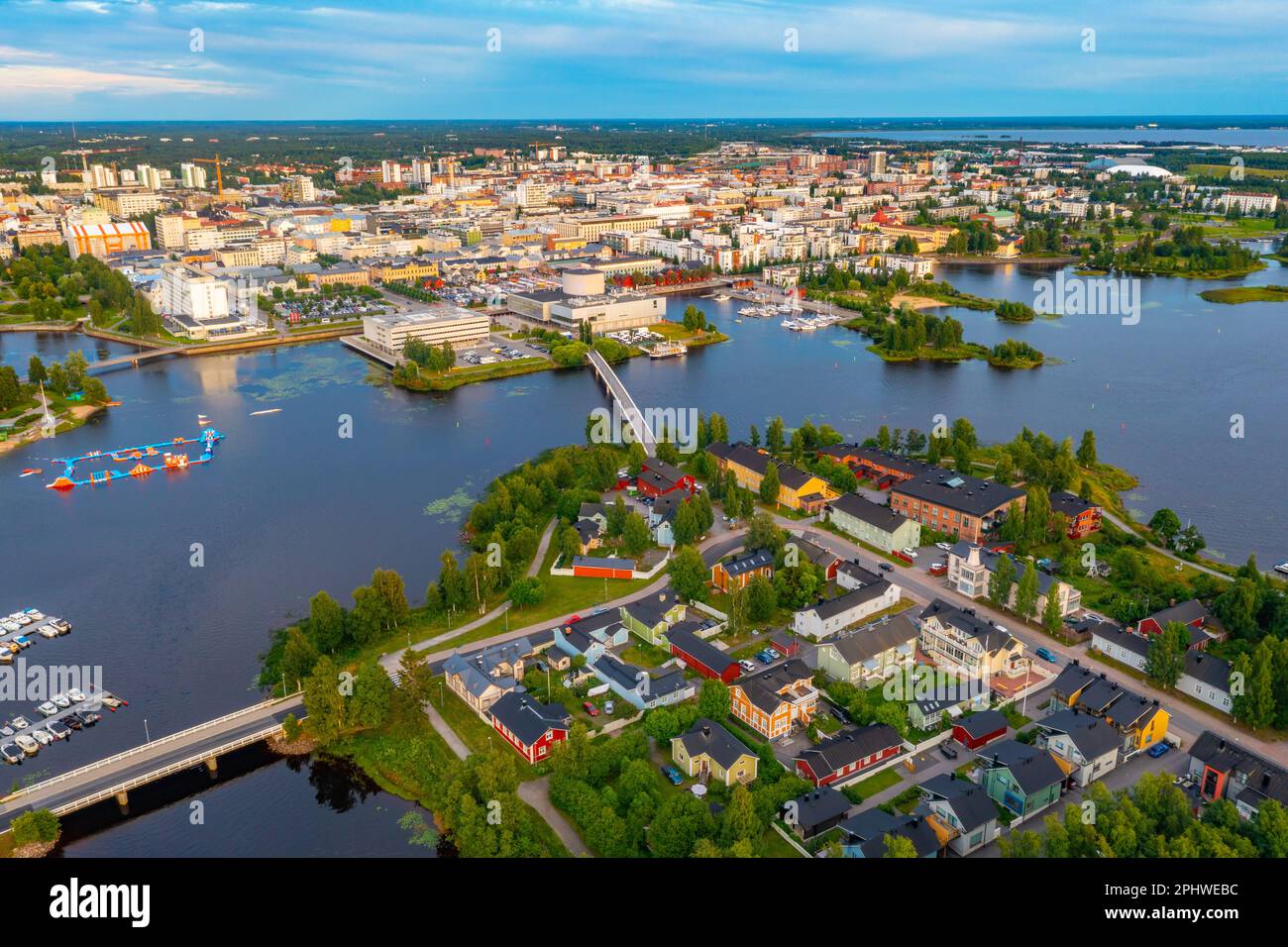 Panorama view of center of Finnish town Oulu Stock Photo - Alamy