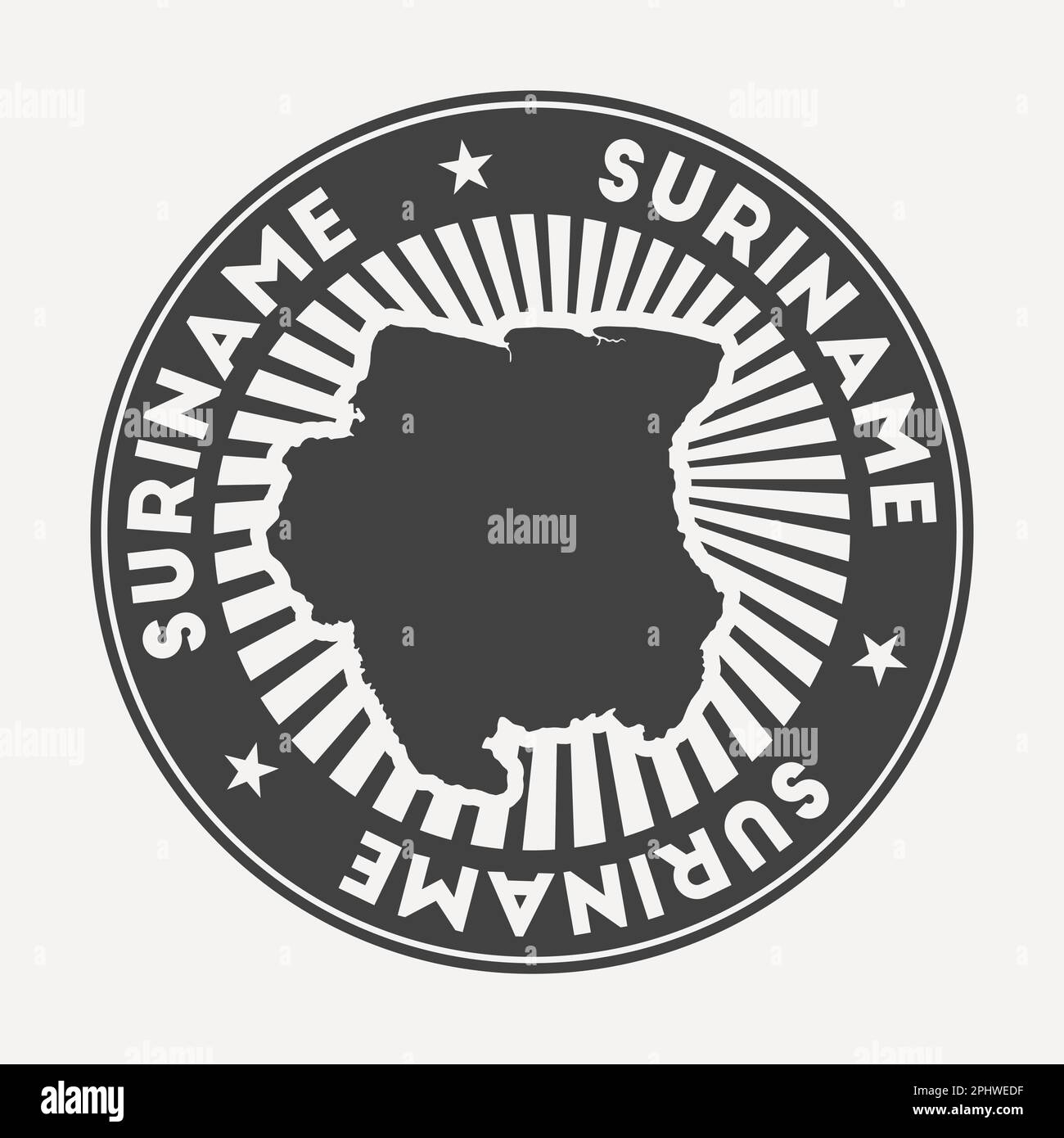Suriname round logo. Vintage travel badge with the circular name and map of country, vector ...
