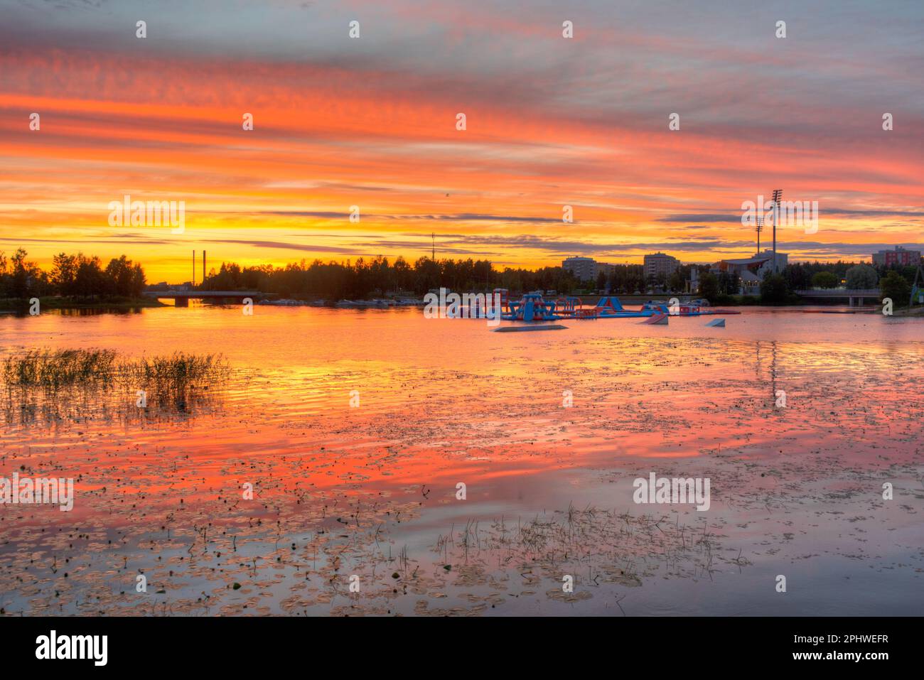 Sunset reflected on a sea near Finnish town Oulu Stock Photo - Alamy