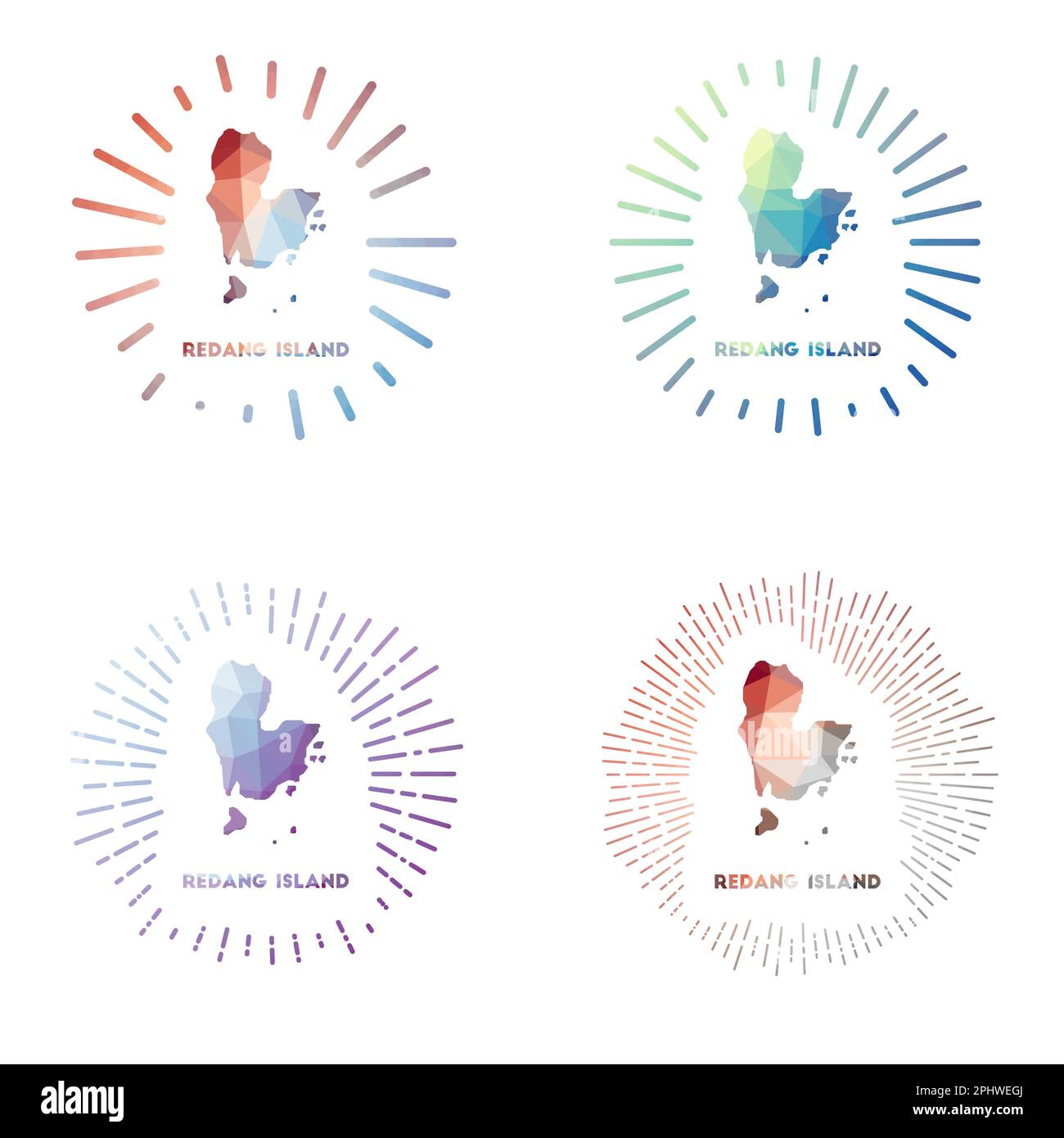Redang Island low poly sunburst set. Logo of island in geometric ...