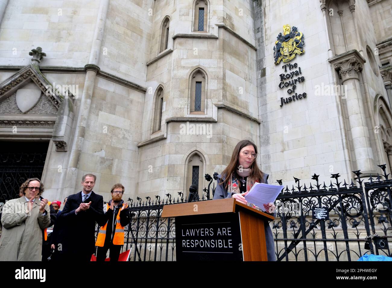 London, UK. 25th March, 2023. Lawyers including Geoffrey Bindman, Jo ...