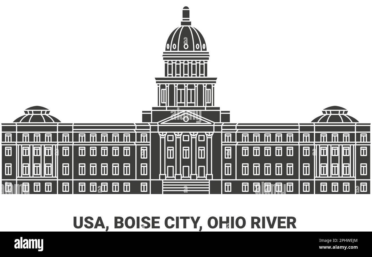 Usa, Boise City, Ohio River, travel landmark vector illustration Stock ...