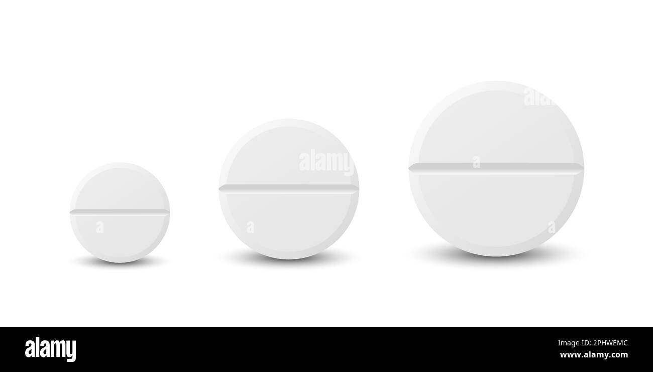 Vector 3d Realistic White Round Pharmaceutical Medical Pill, Capsule ...