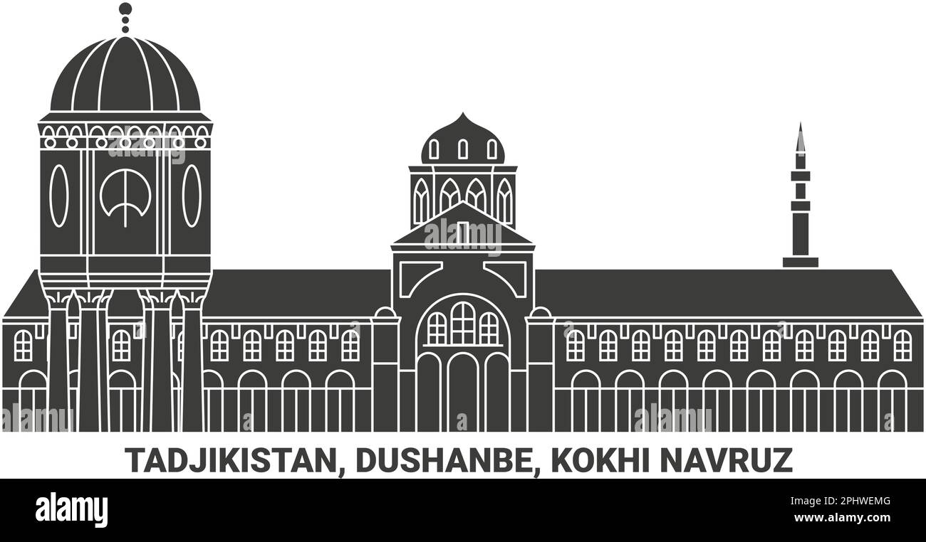 Tadjikistan, Dushanbe, Kokhi Navruz, travel landmark vector ...