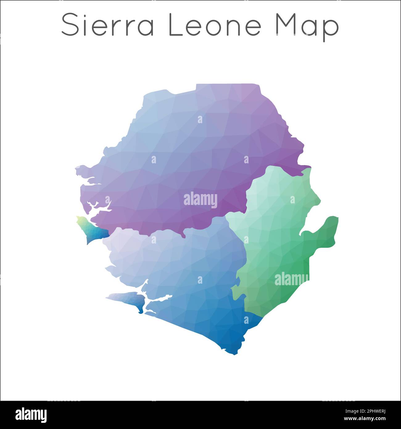 Low Poly map of Sierra Leone. Sierra Leone geometric polygonal, mosaic ...