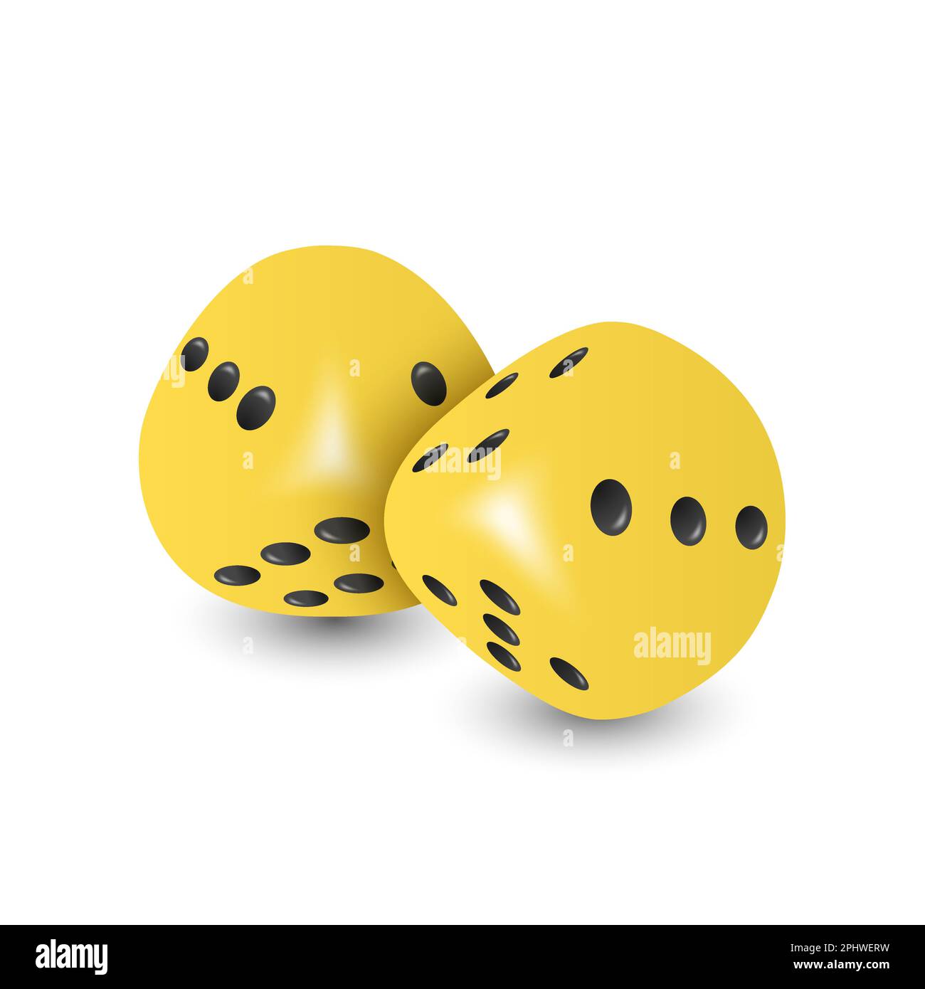 Vector 3d Realistic Yellow Game Dice with Black Dots Set Closeup ...