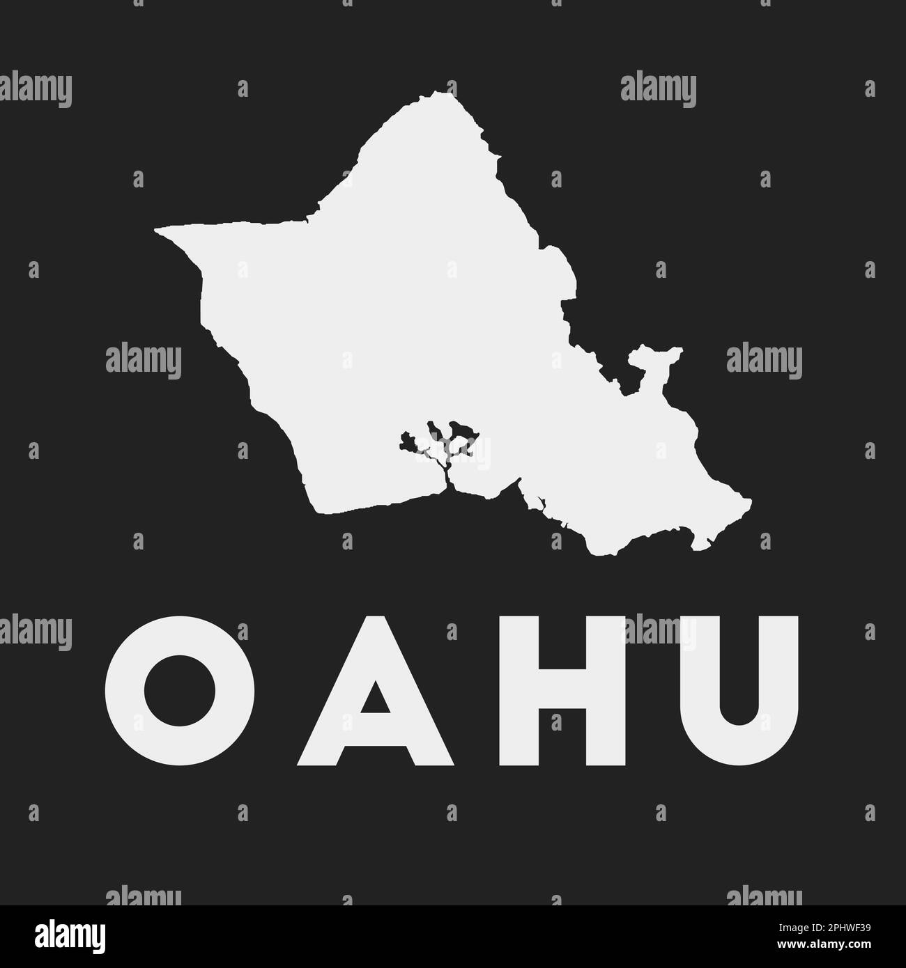 Oahu icon. Island map on dark background. Stylish Oahu map with island ...