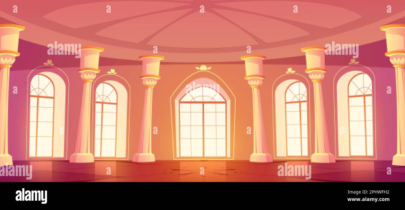 Ballroom interior in royal castle or palace. Medieval building room for ...