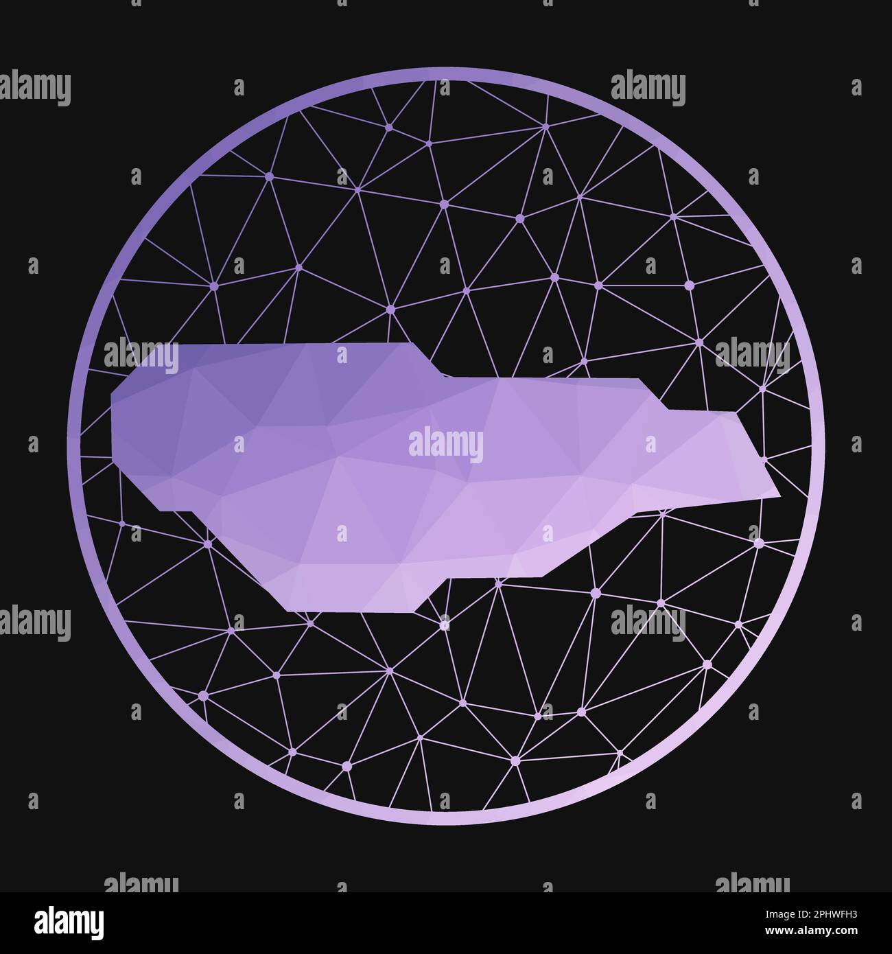 Buck Island Reef icon. Vector polygonal map. The island map with purple ...